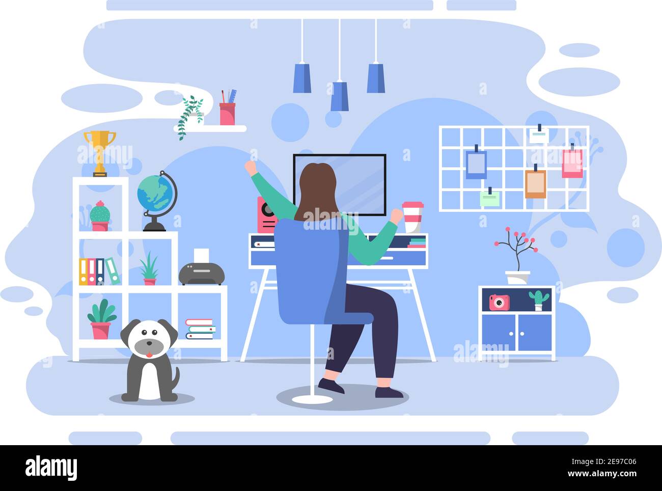 Vector Illustration People During Quarantine from coronavirus Works on ...