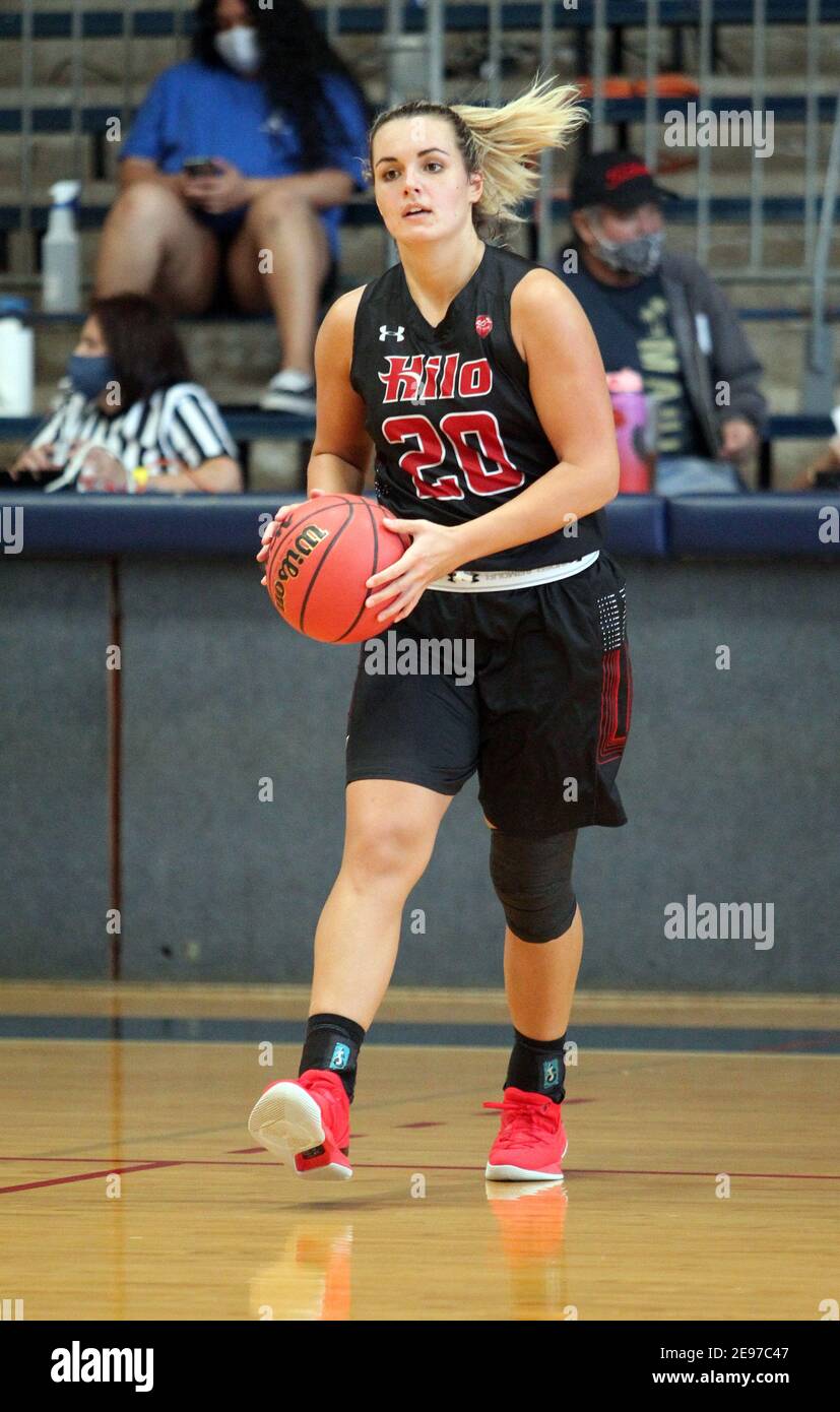 January 30, 2021 - Hawaii -Hilo Vulcans forward Malia Lee #20 during a ...