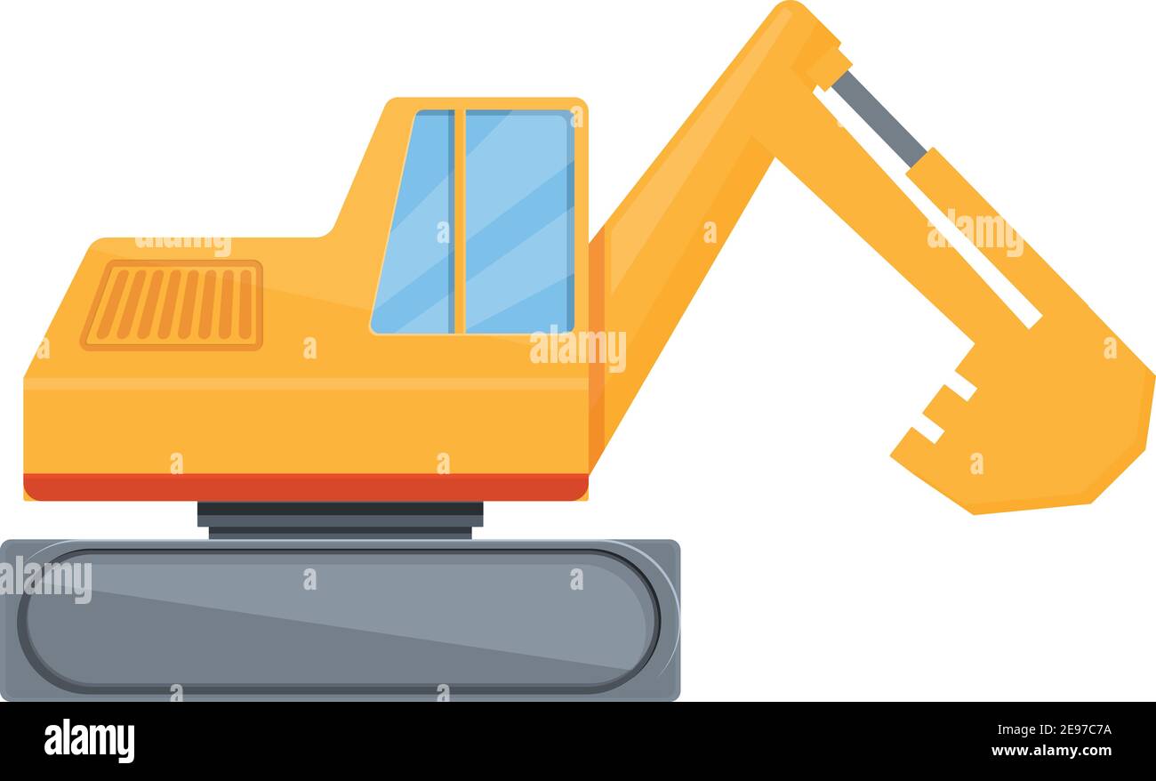 Construction road excavator icon. Cartoon of construction road ...