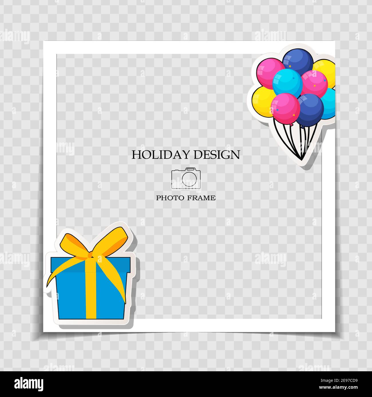 Party Holiday Photo Frame Template for post in Social Network. Vector ...
