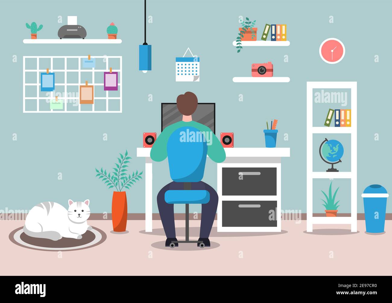 Vector Illustration People During Quarantine from coronavirus Works on ...