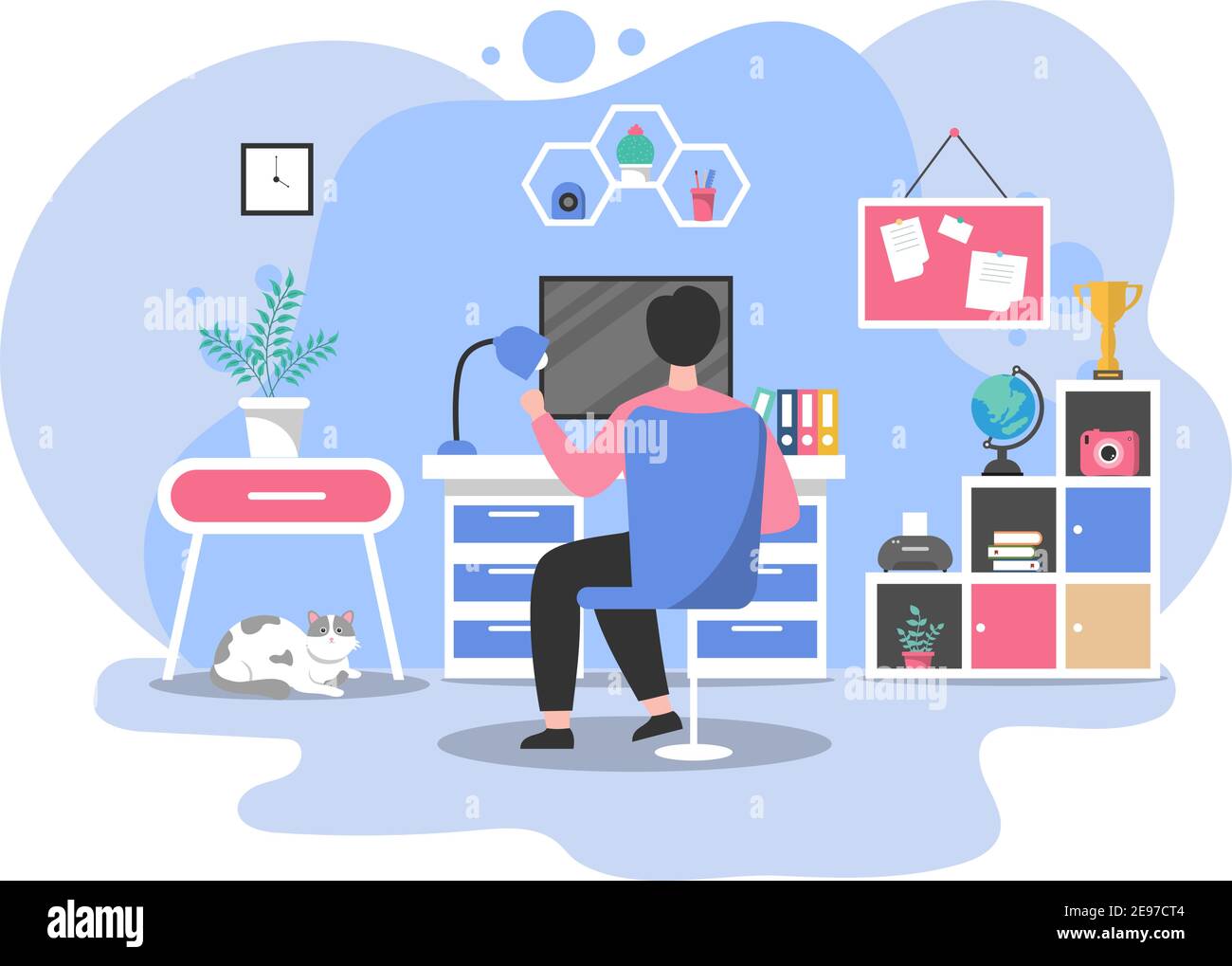 Vector Illustration People During Quarantine from coronavirus Works on ...