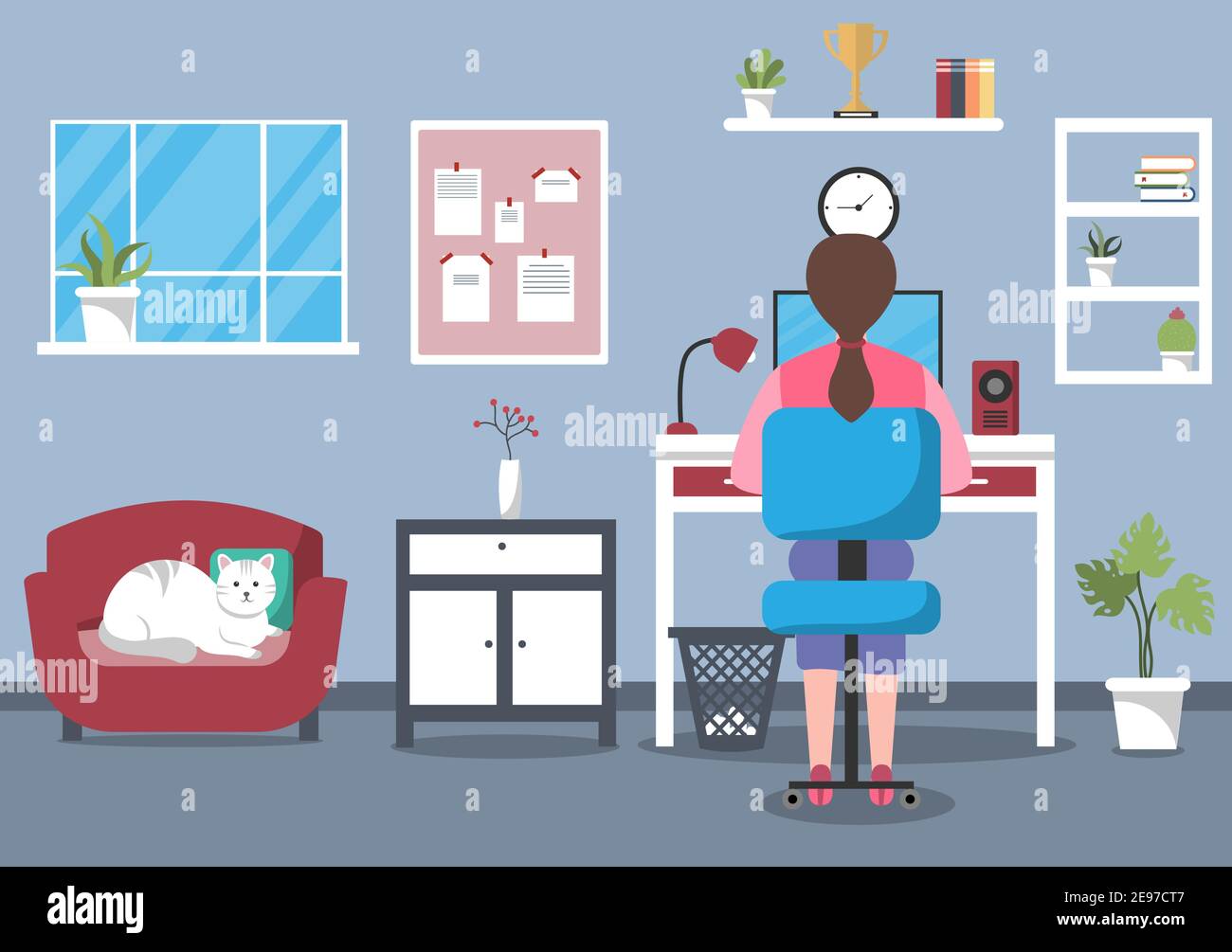 Vector Illustration People During Quarantine from coronavirus Works on ...