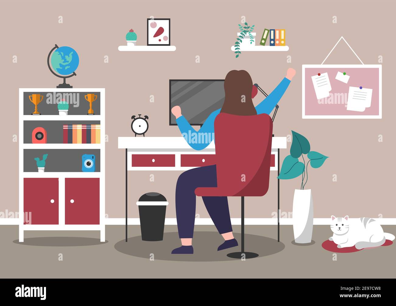 Vector Illustration People During Quarantine from coronavirus Works on ...