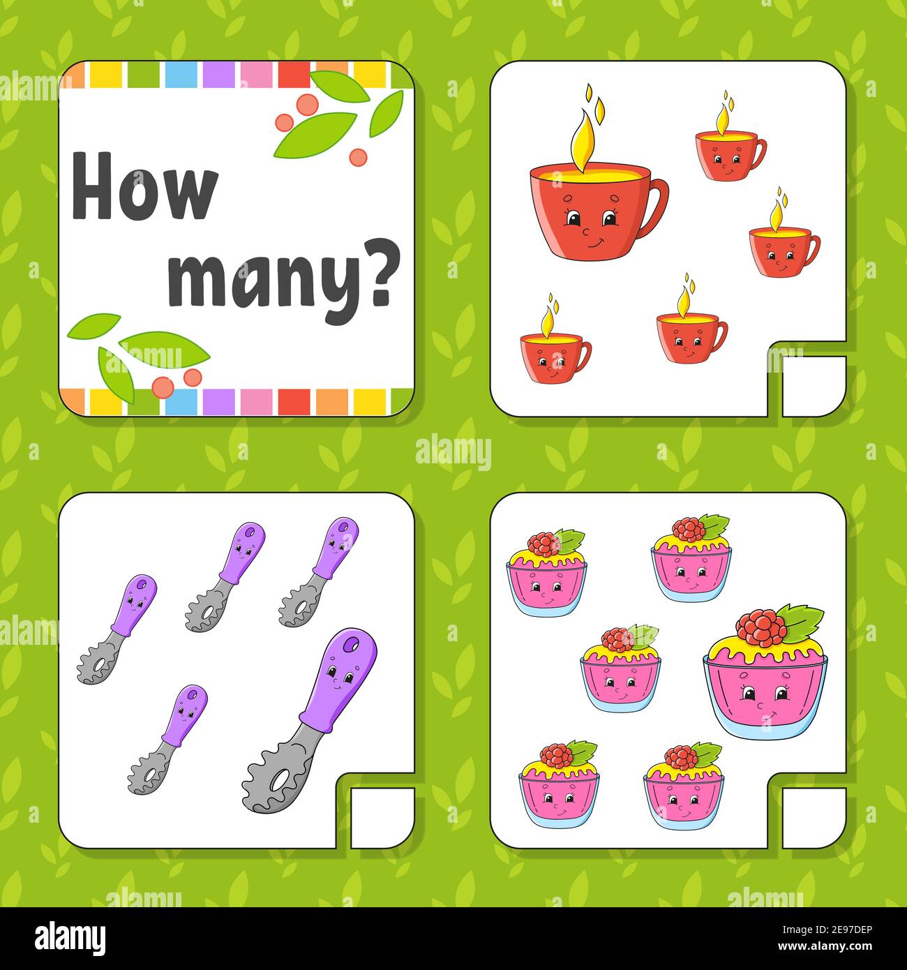 Counting game for children. Happy characters. Learning mathematics. How ...