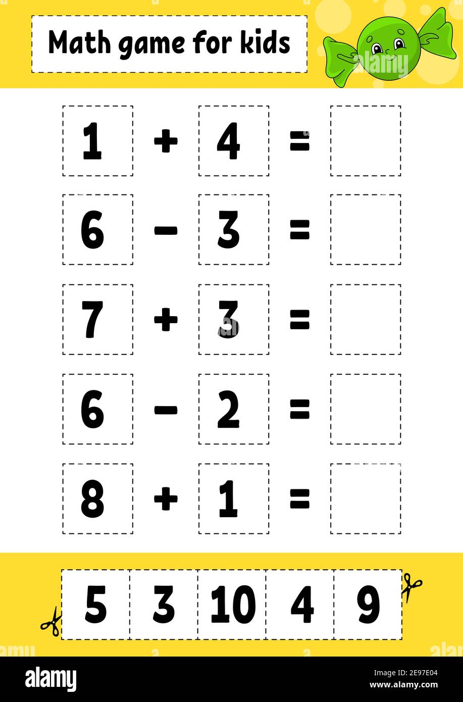 Math game for kids. Education developing worksheet. Activity page with ...