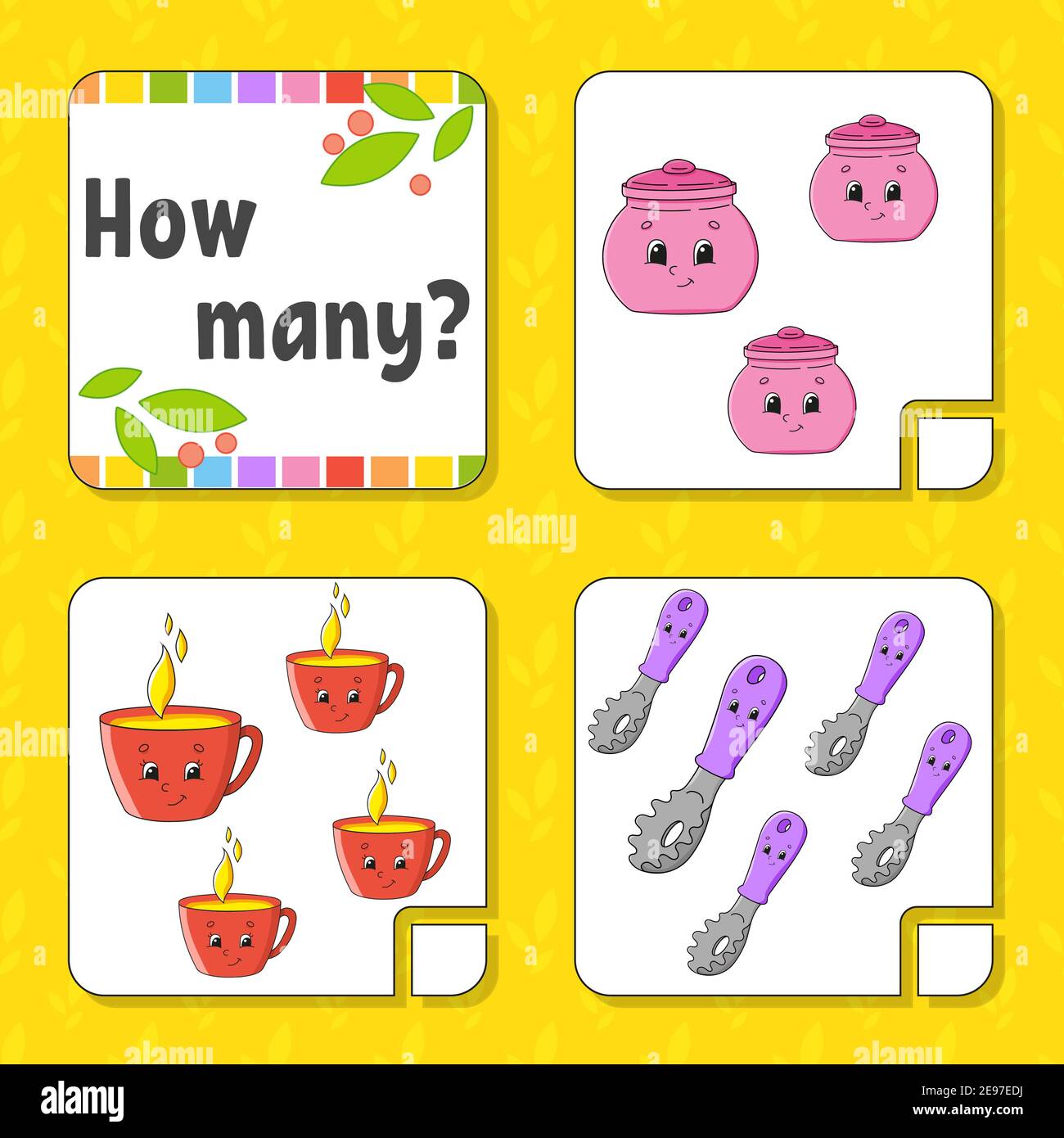 Counting game for children. Happy characters. Learning mathematics. How ...