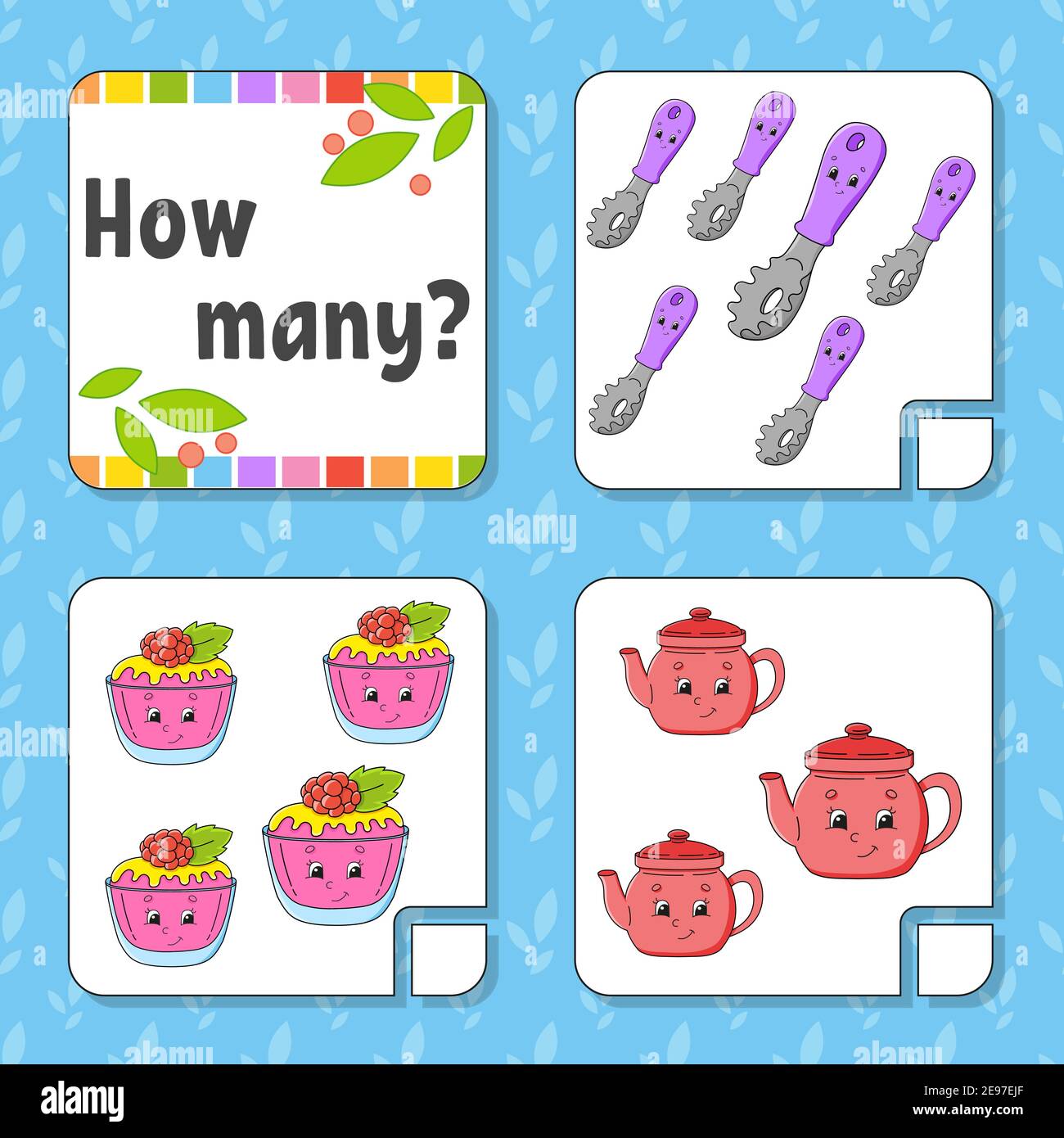 Counting game for children. Happy characters. Learning mathematics. How ...