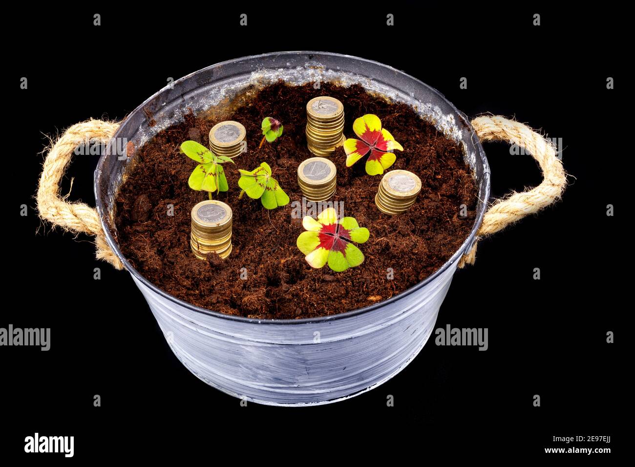 Pot of gold small coins hi-res stock photography and images - Alamy