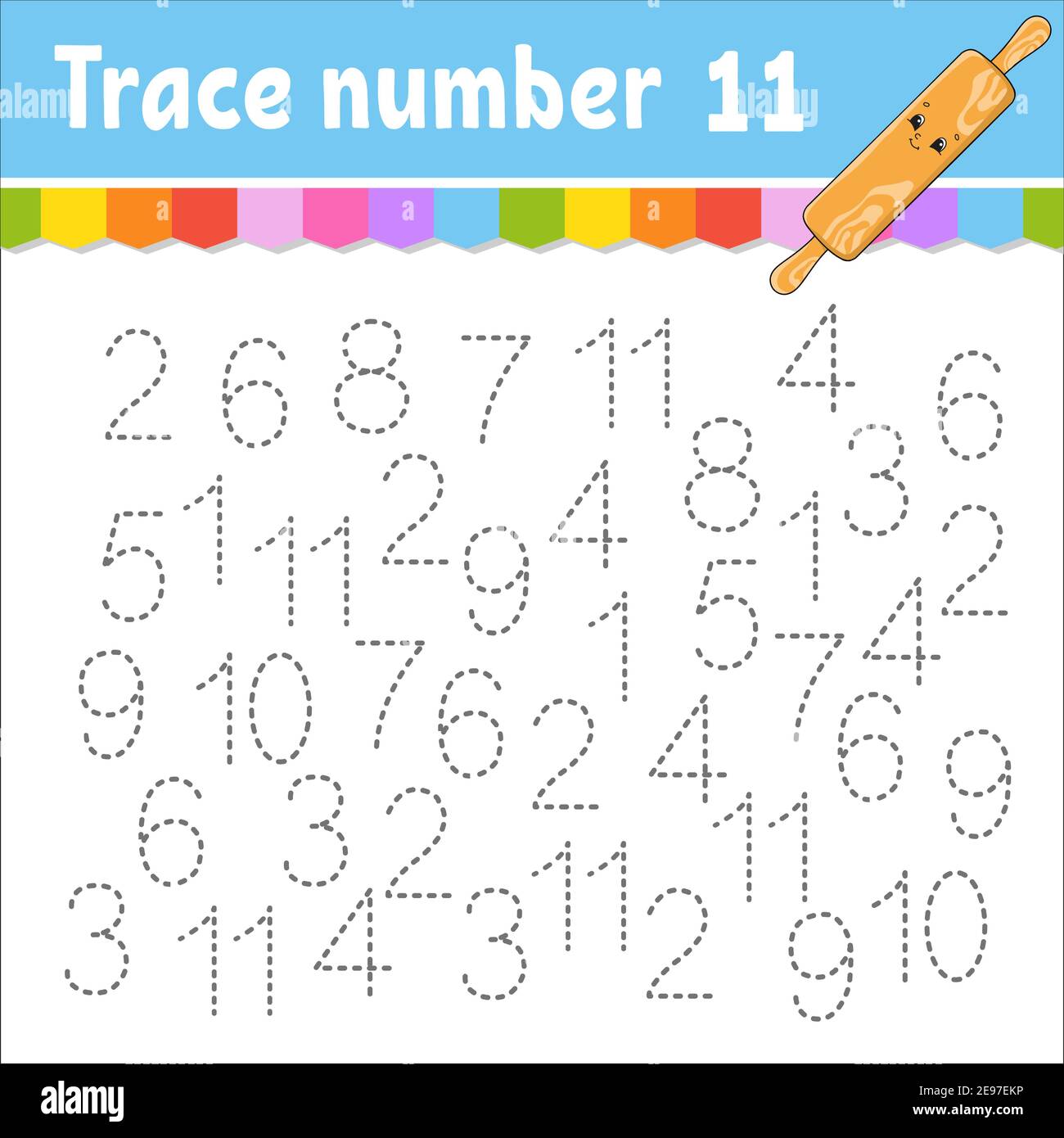 Trace number . Handwriting practice. Learning numbers for kids ...