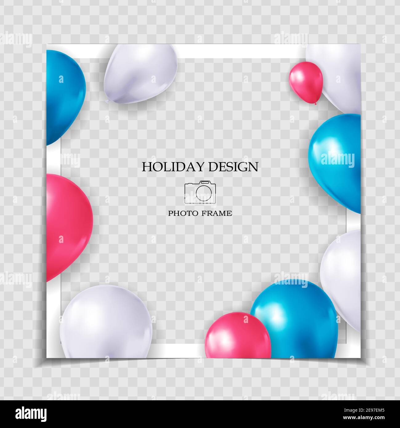 Party Holiday Photo Frame Template for post in Social Network. Vector ...