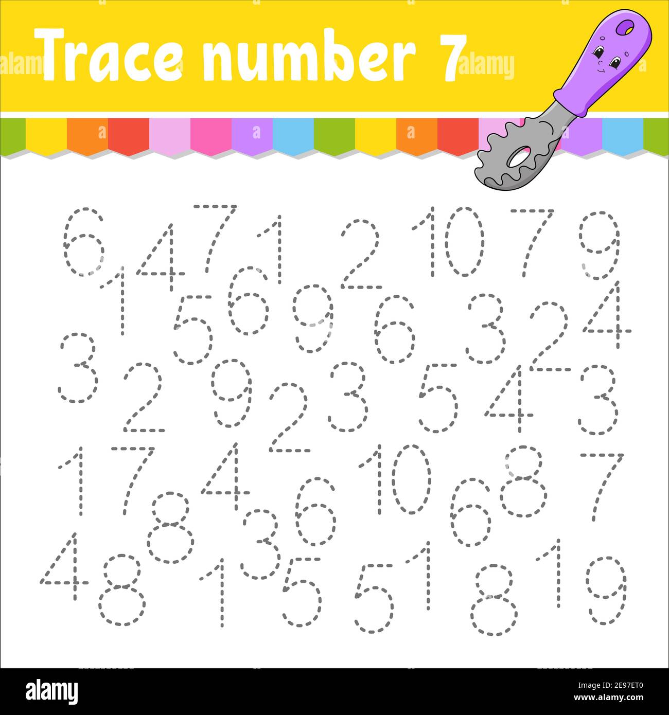 Trace number . Handwriting practice. Learning numbers for kids ...