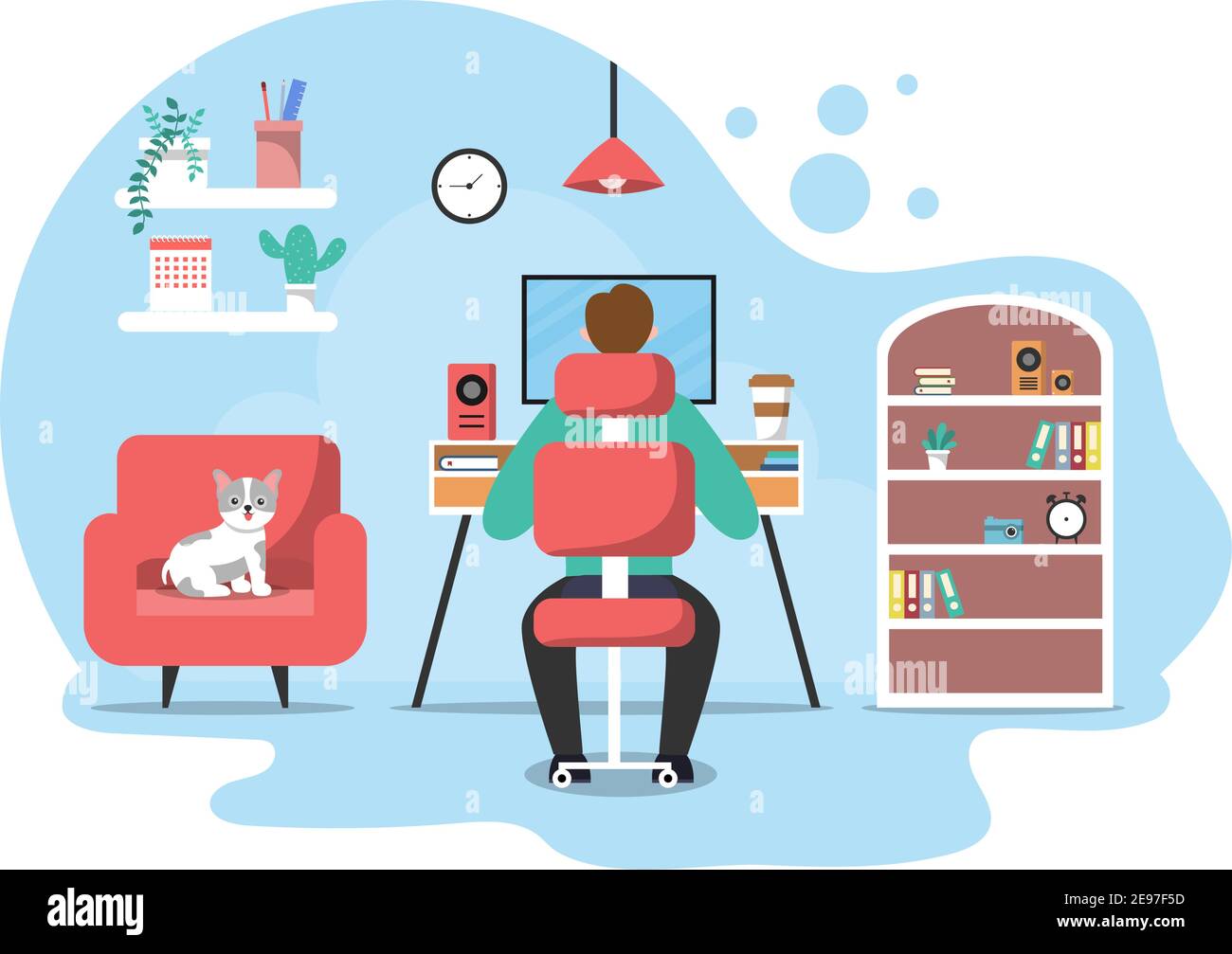 Vector Illustration People During Quarantine from coronavirus Works on ...