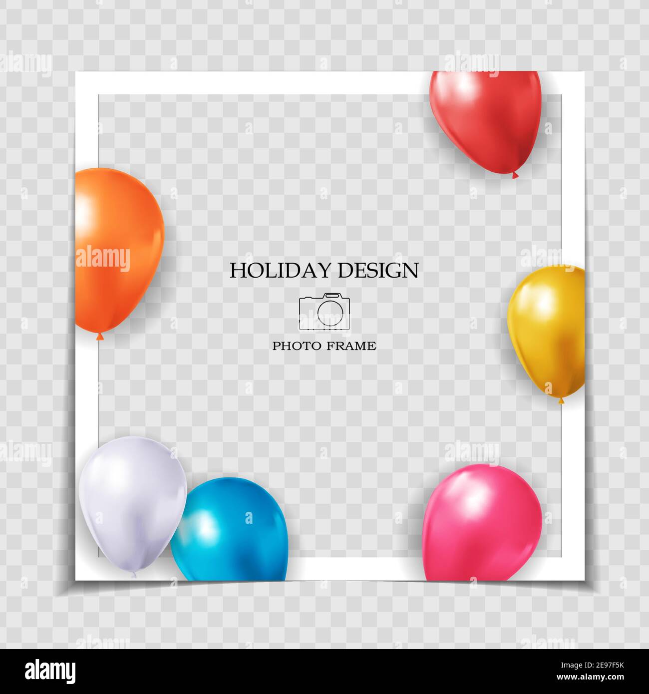 Party Holiday Photo Frame Template for post in Social Network. Vector ...