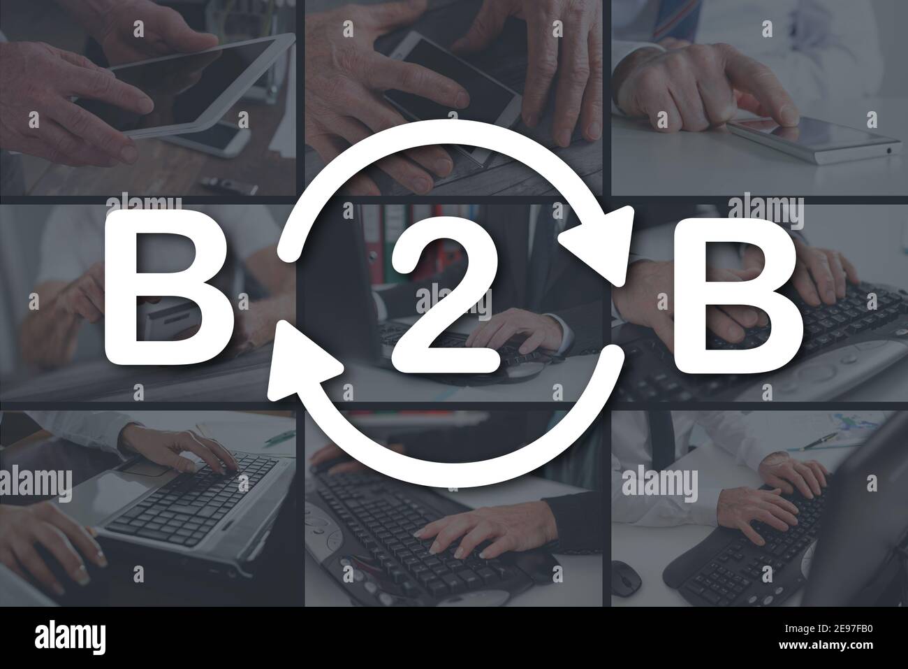 B2b concept illustrated by pictures on background Stock Photo - Alamy