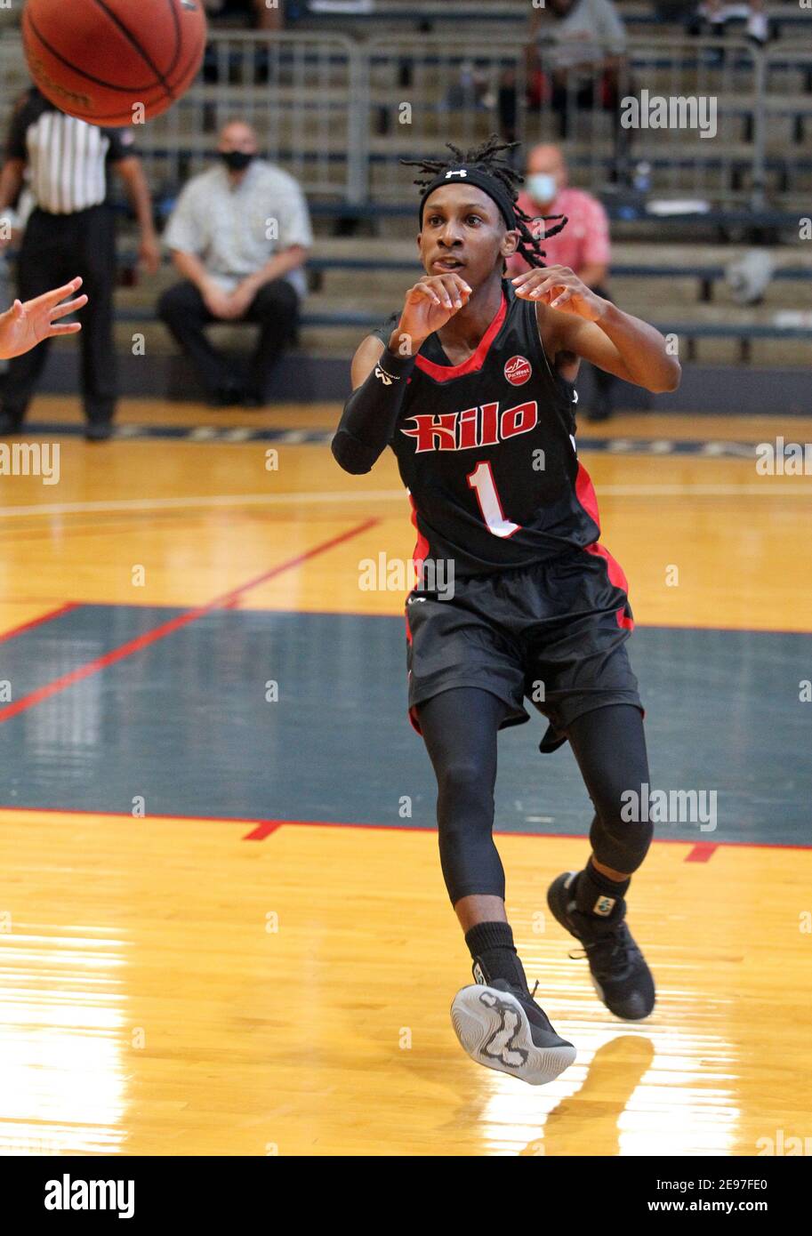 January 30, 2021 - Hawaii -Hilo Vulcans guard Darren Williams #1 during ...
