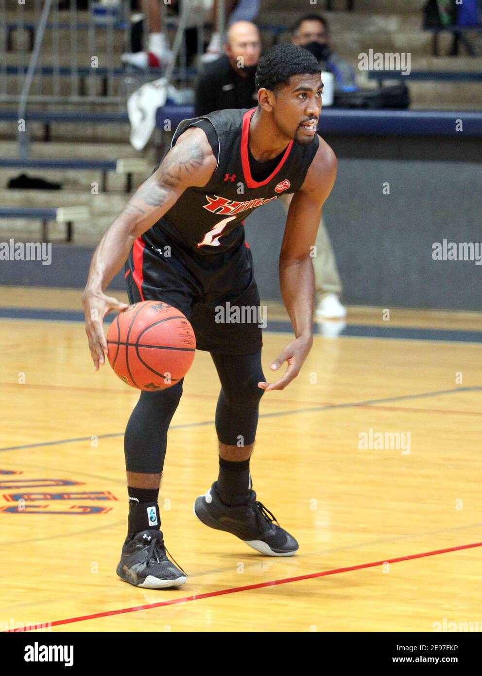 January 30, 2021 - Hawaii -Hilo Vulcans guard Jordan Graves #2 during a ...