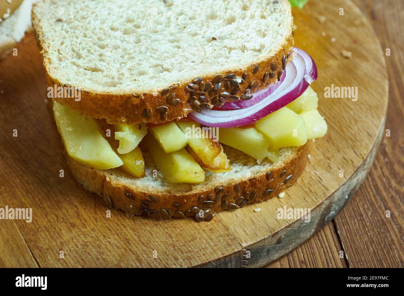 Chip Butty - sandwich filled with chips, British sandwiches Stock Photo ...