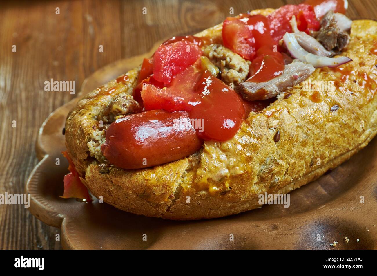 Halv special - Swedish hot dog variety that consists of a standard hot ...