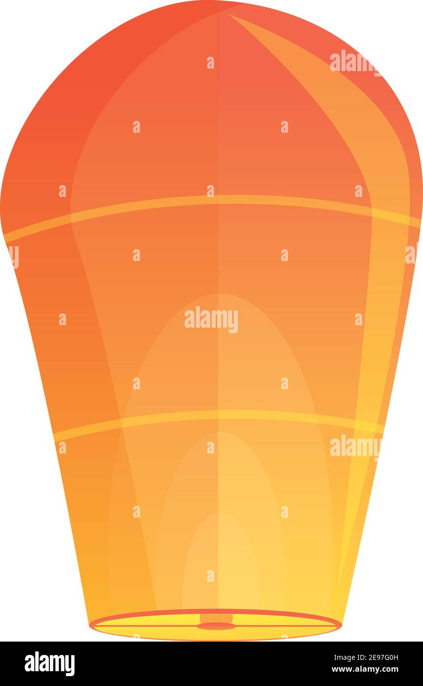 Orange floating lantern icon. Cartoon of orange floating lantern vector ...