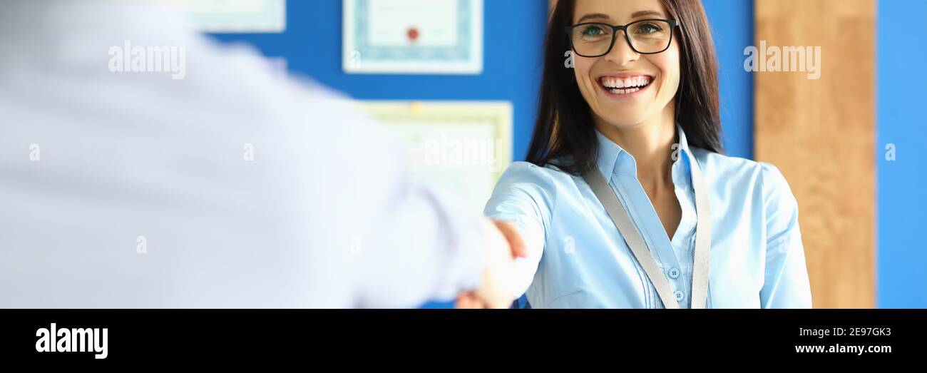 Cheerful beautiful lady boss Stock Photo - Alamy