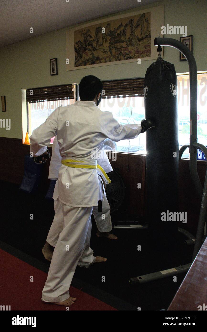 This action photo is of my son and his classmates in a Karate class ...