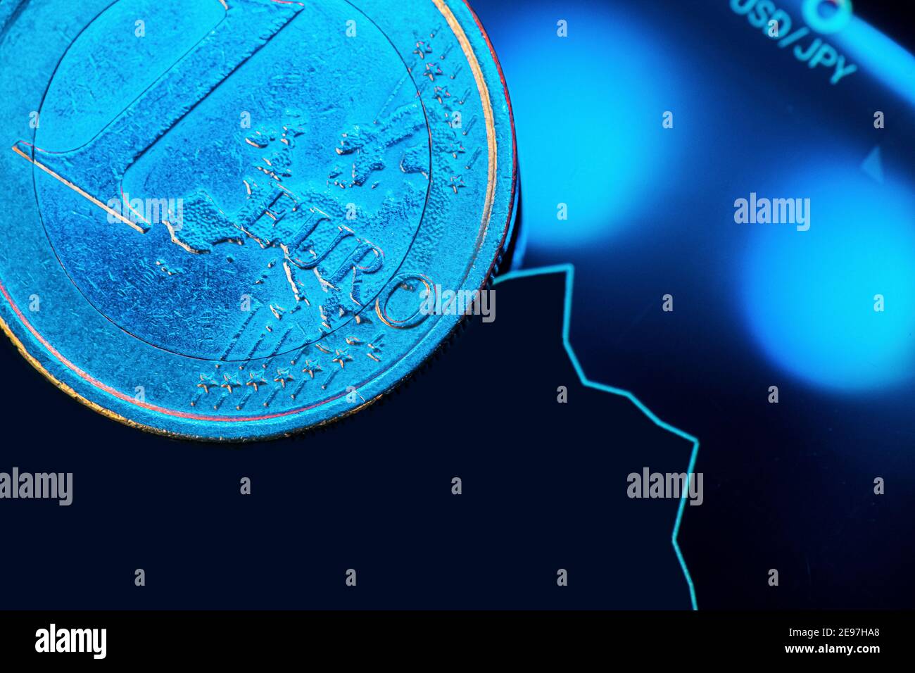 Euro coin on stock chart. Financial investment concept Stock Photo - Alamy