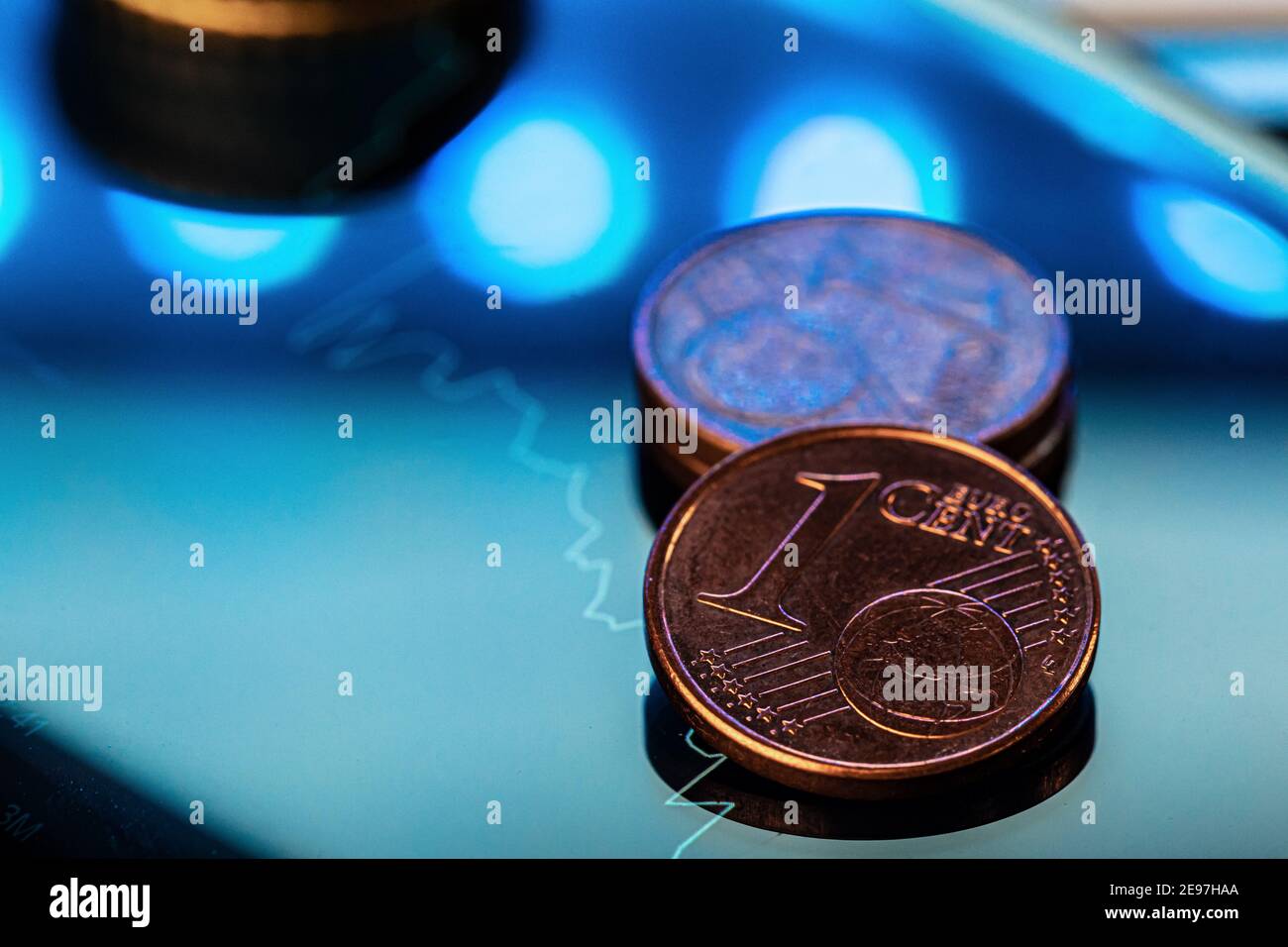 Euro coin on stock chart. Financial investment concept Stock Photo - Alamy