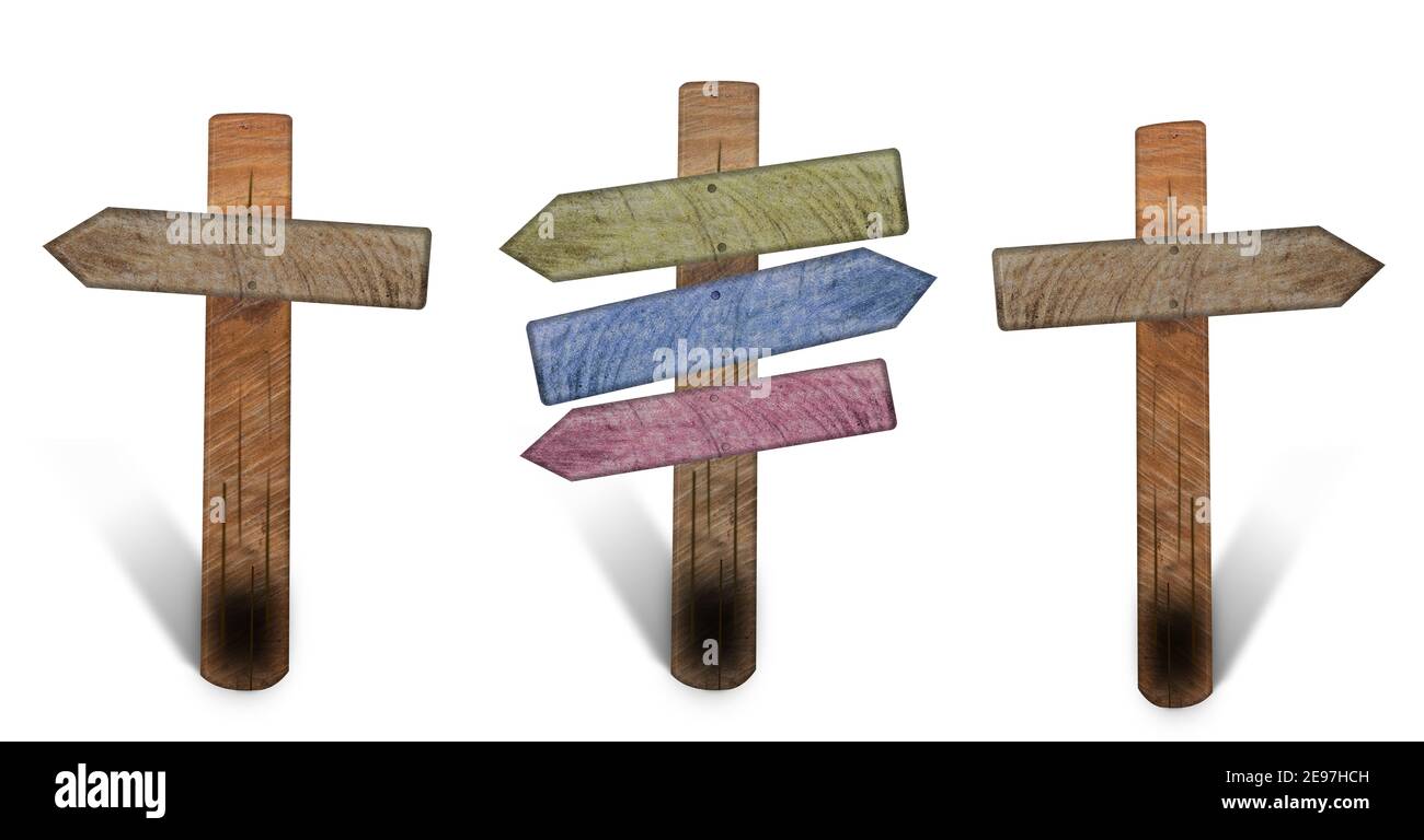 Direction sign in different Cut Out Stock Images & Pictures - Alamy