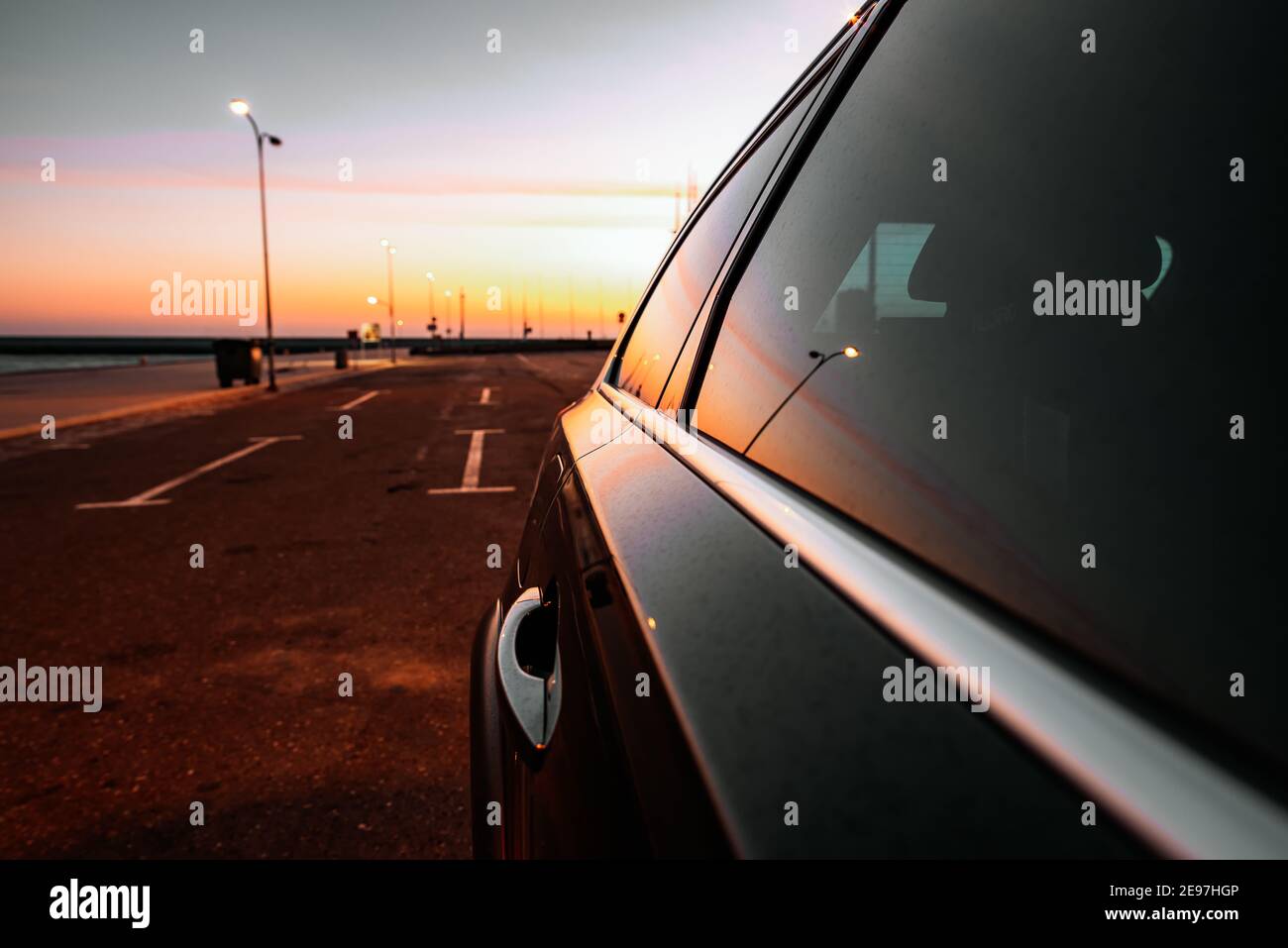 reflection in a car mirror Stock Photo - Alamy