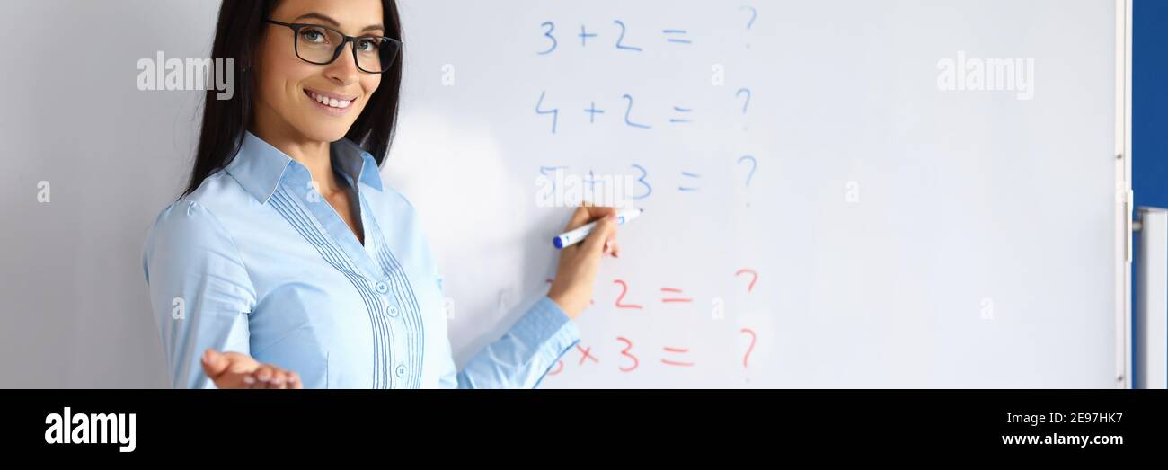 Happy pretty female at work Stock Photo - Alamy