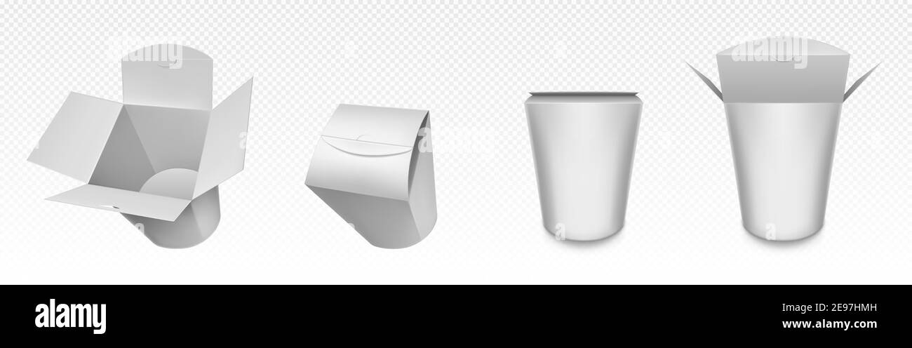 Empty white Wok box, paper packaging for chinese food, noodle or rice ...