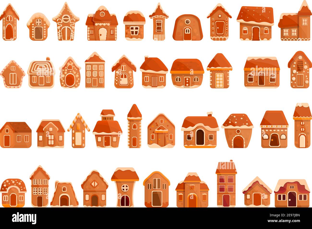 Gingerbread house icons set. Cartoon set of gingerbread house vector ...