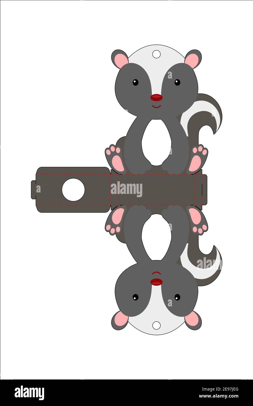 Cute easter egg holder skunk template. Retail paper box for the easter ...
