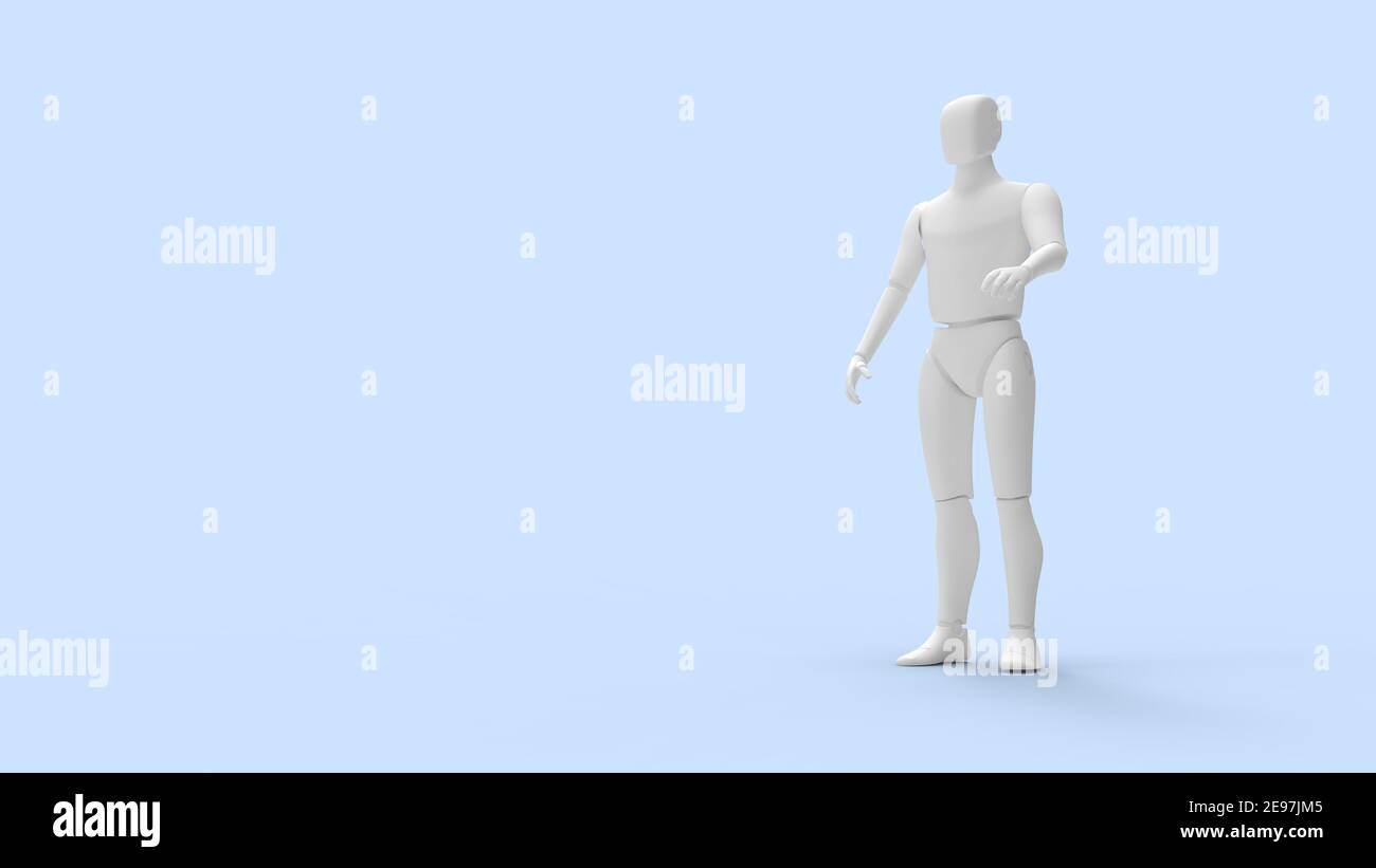 Human dummy robot AI model isolated in light blue studio background Stock Photo - Alamy