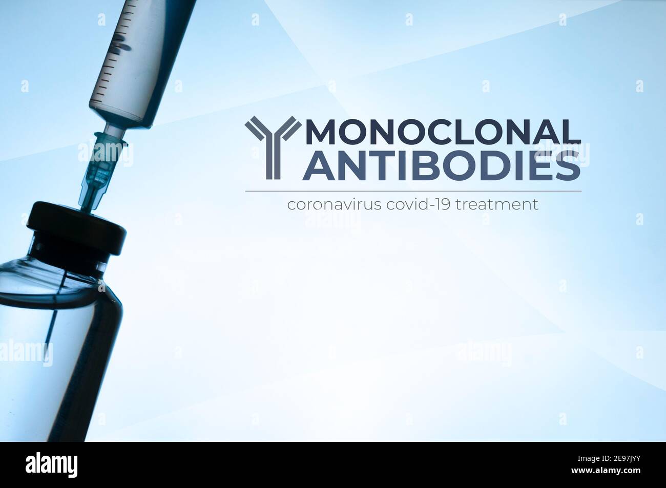 Monoclonal antibodies concept image: vial and syringe silhouette on ...
