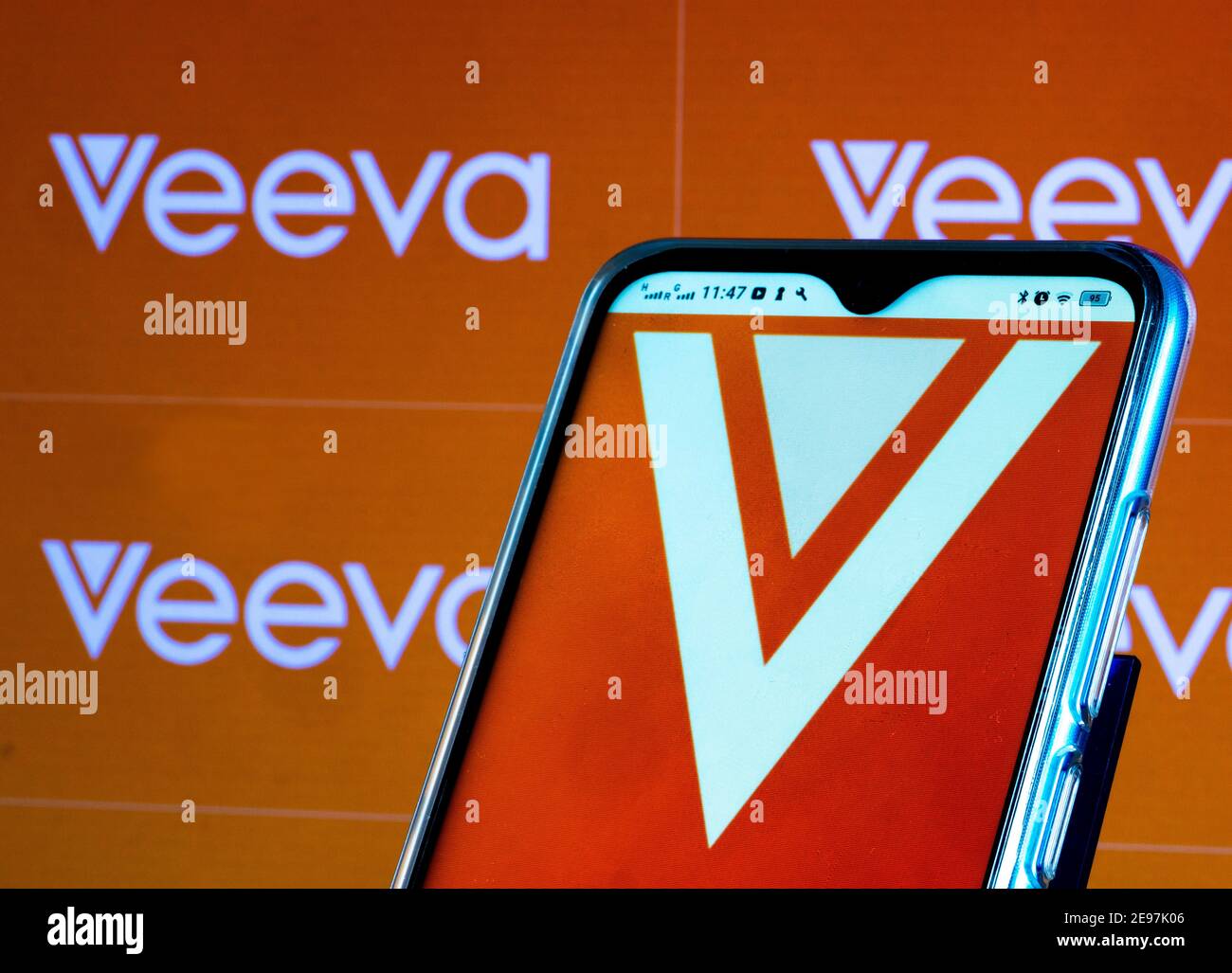 In this photo illustration a Veeva Systems Inc. logo is seen displayed ...