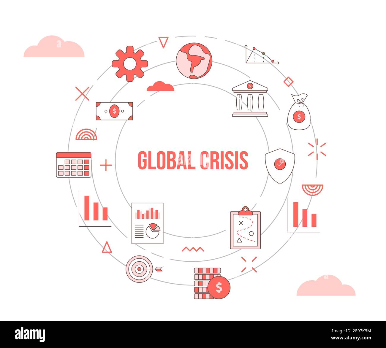 global crisis concept with icon set template banner with modern orange ...