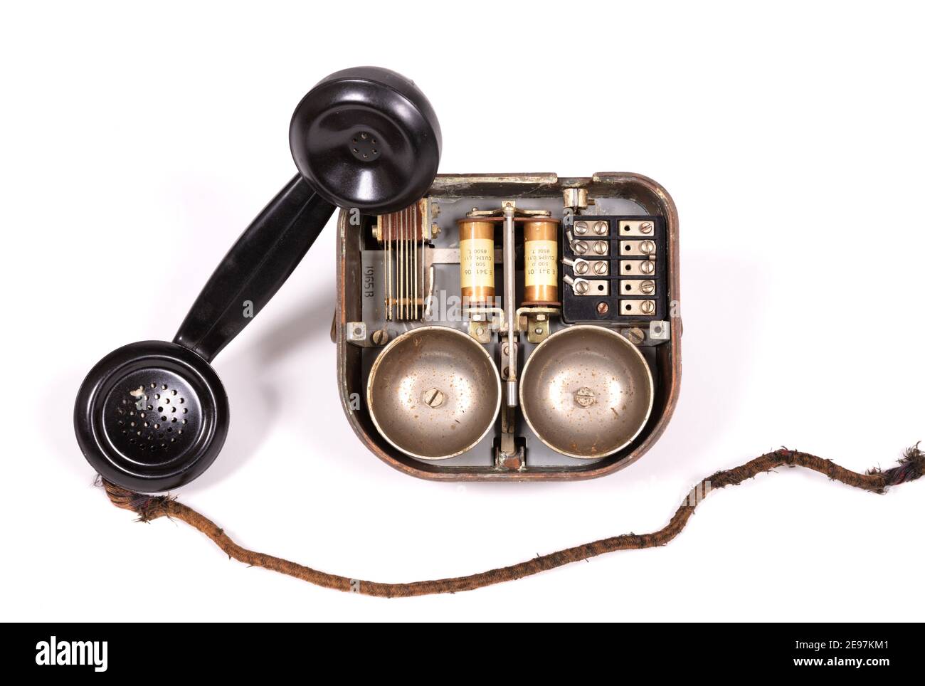 Disassembled old retro vintage rotary phone, isolated on white Stock ...