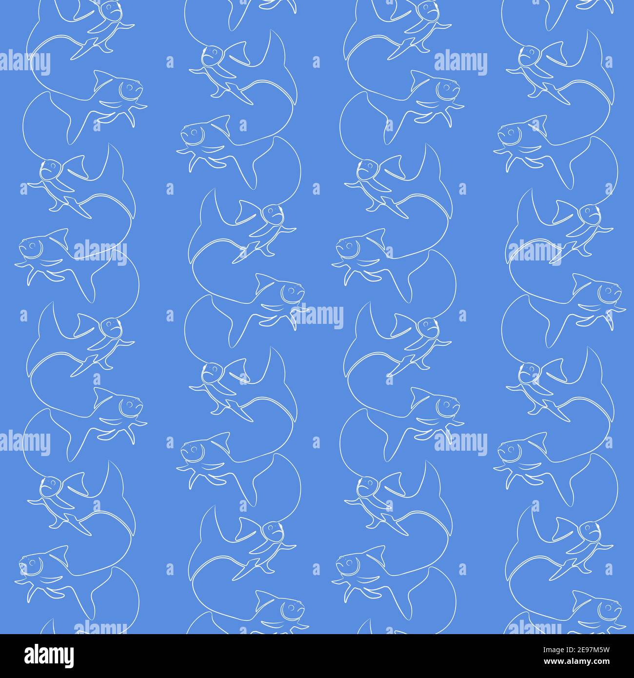 Fish drawn by one continuous line by hand. Stock vector seamless ...