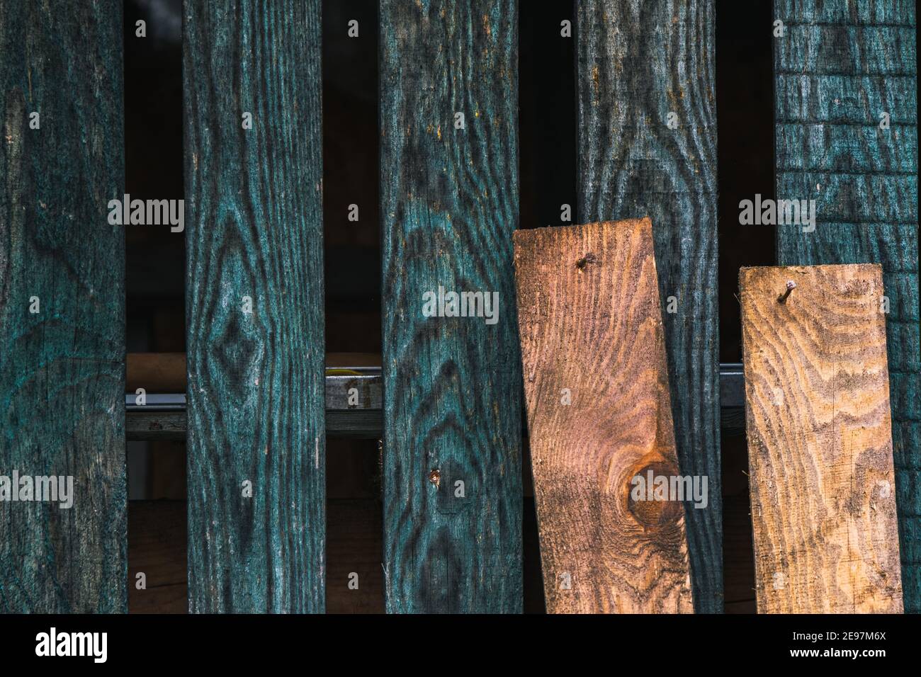 Green wood board background with wooden board. how to make wooden fence ...