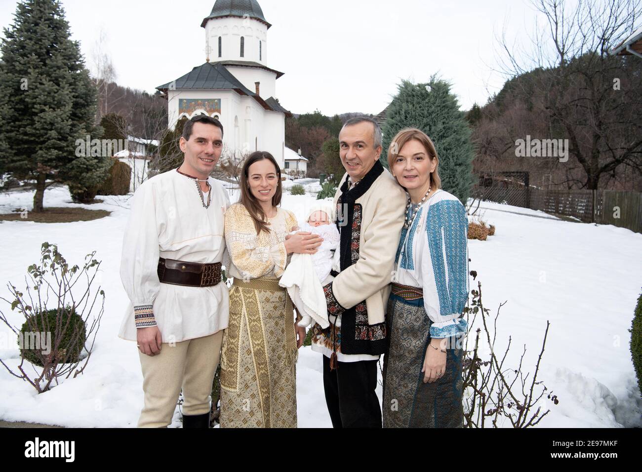 Prince Nicholas, Princess Alina of Romania, Godparents Prince Mihai and ...