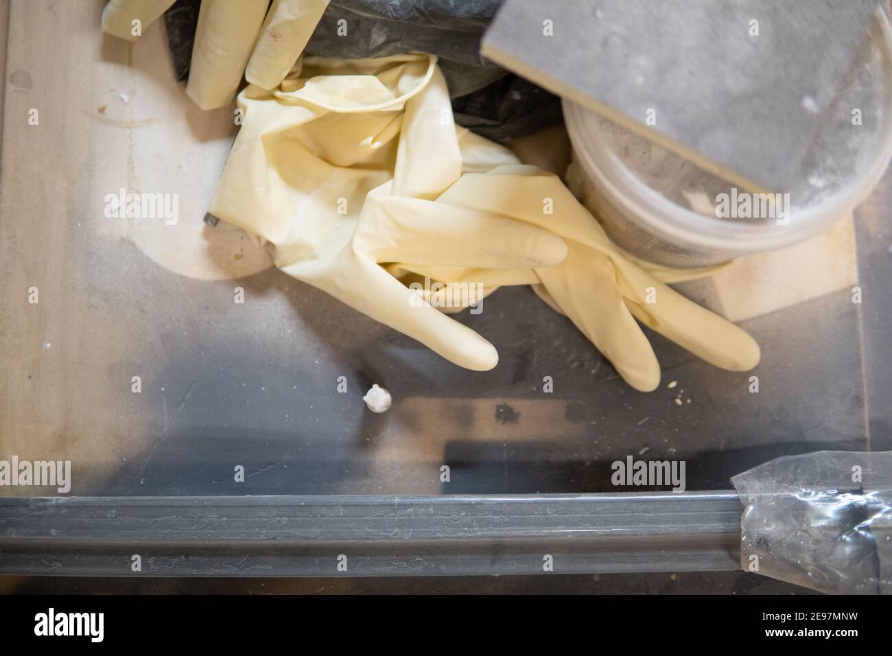 Chaos on desktop. Creative work chaos Stock Photo - Alamy