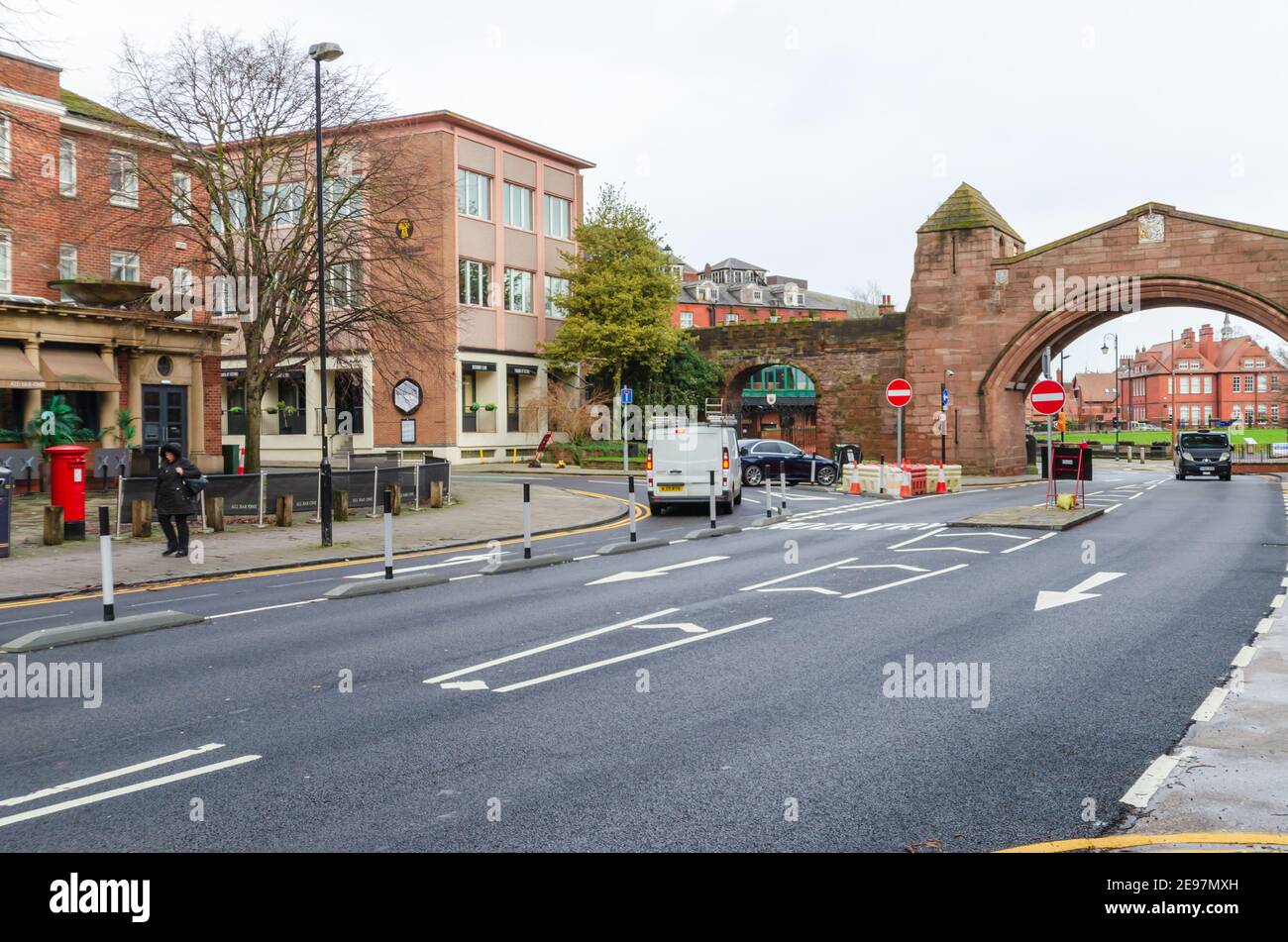 Chester; UK: Jan 29, 2021: Much of Chester's ring road has been made ...