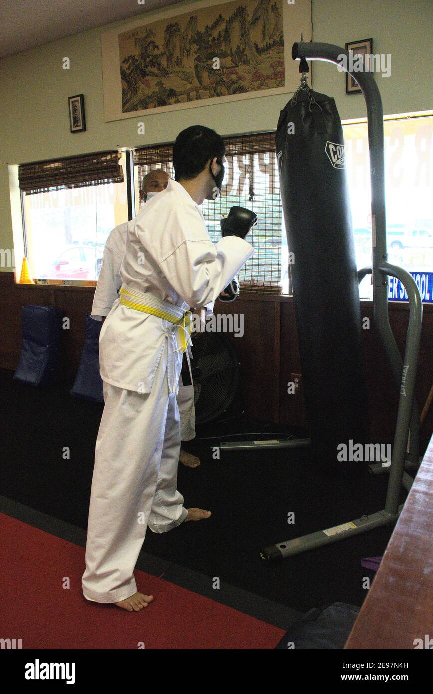 This action photo is of my son and his classmates in a Karate class ...