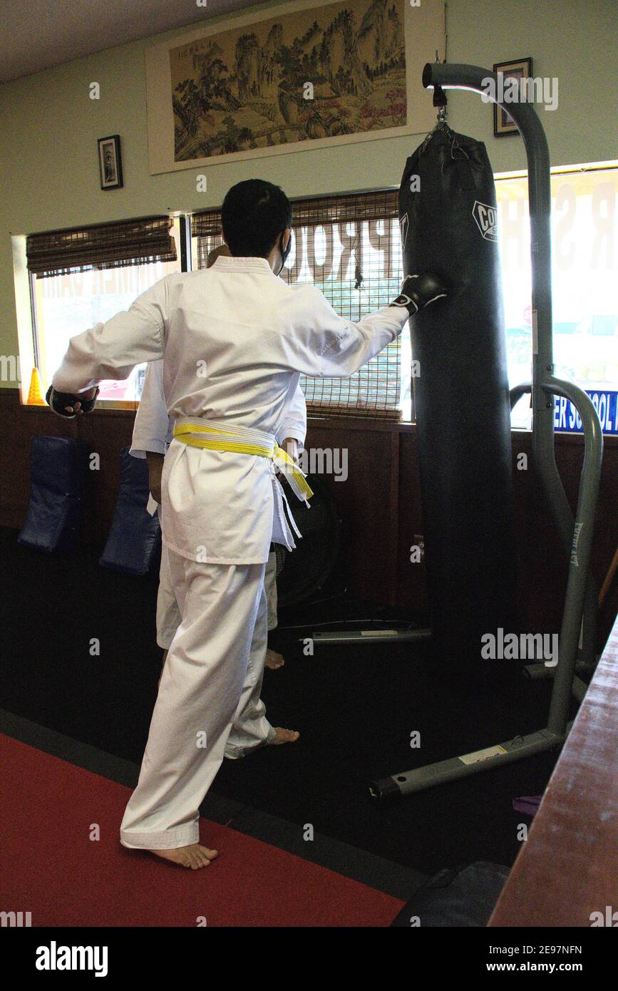 This action photo is of my son and his classmates in a Karate class ...
