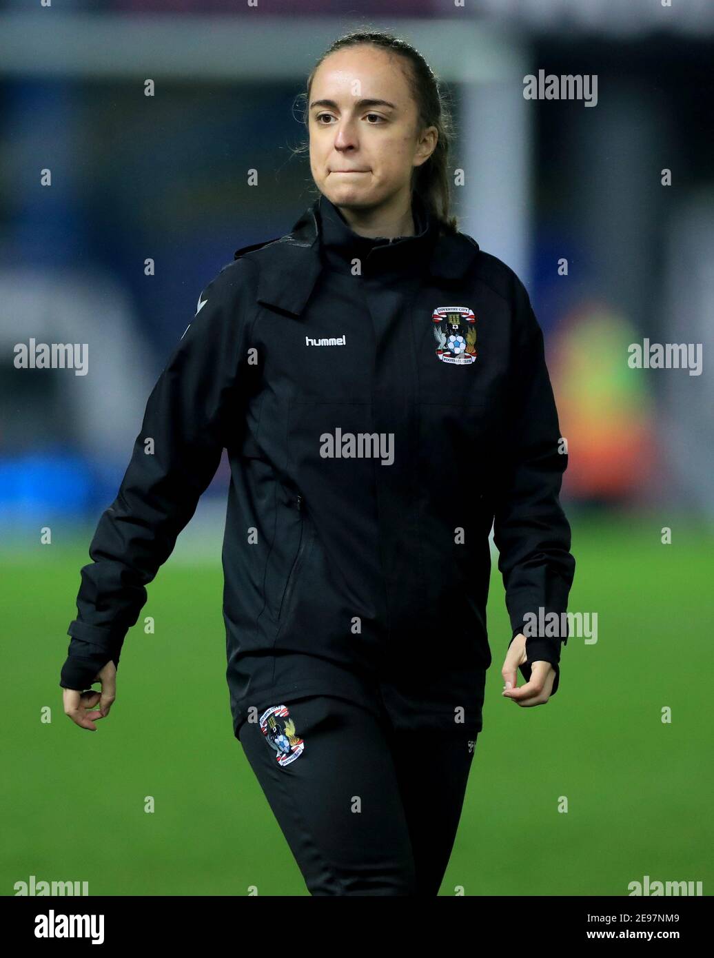Coventry City sports scientist Abbie Forman watches over the pre-match ...