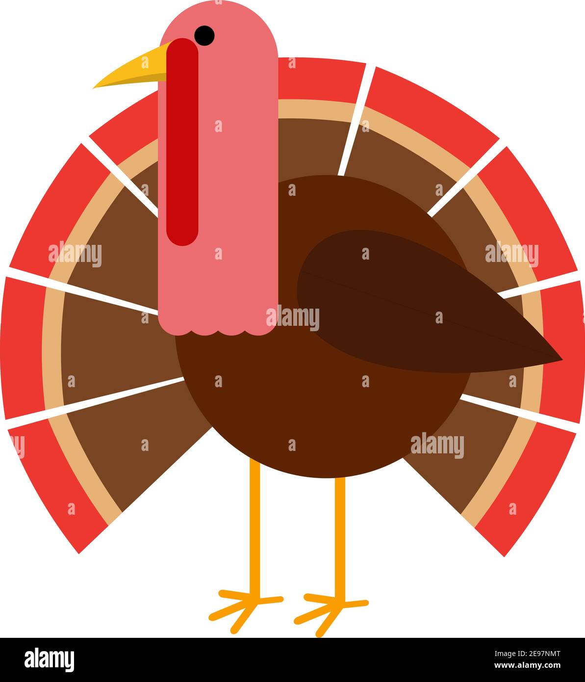 flat design turkey bird vector illustration standing isolated on white ...