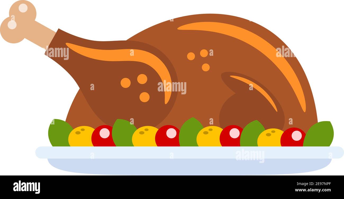 turkey on the plate vector illustration isolated on white background ...