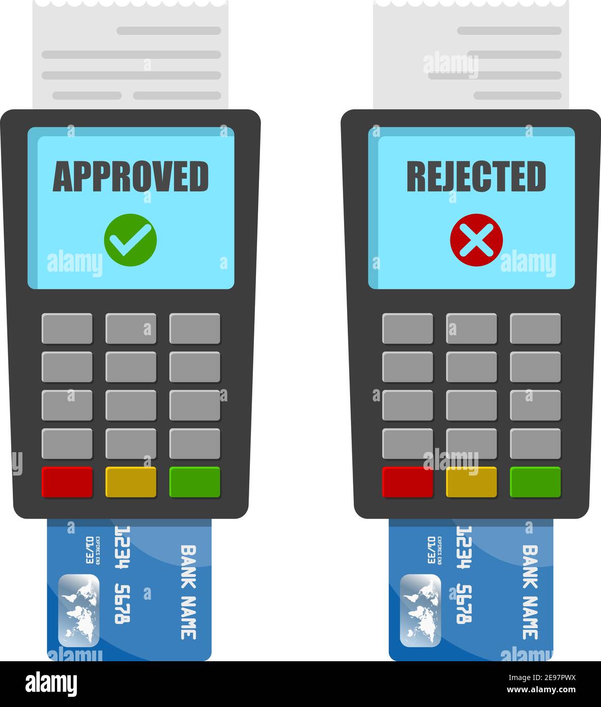 Vector payment machine and credit card. POS terminal confirms and ...